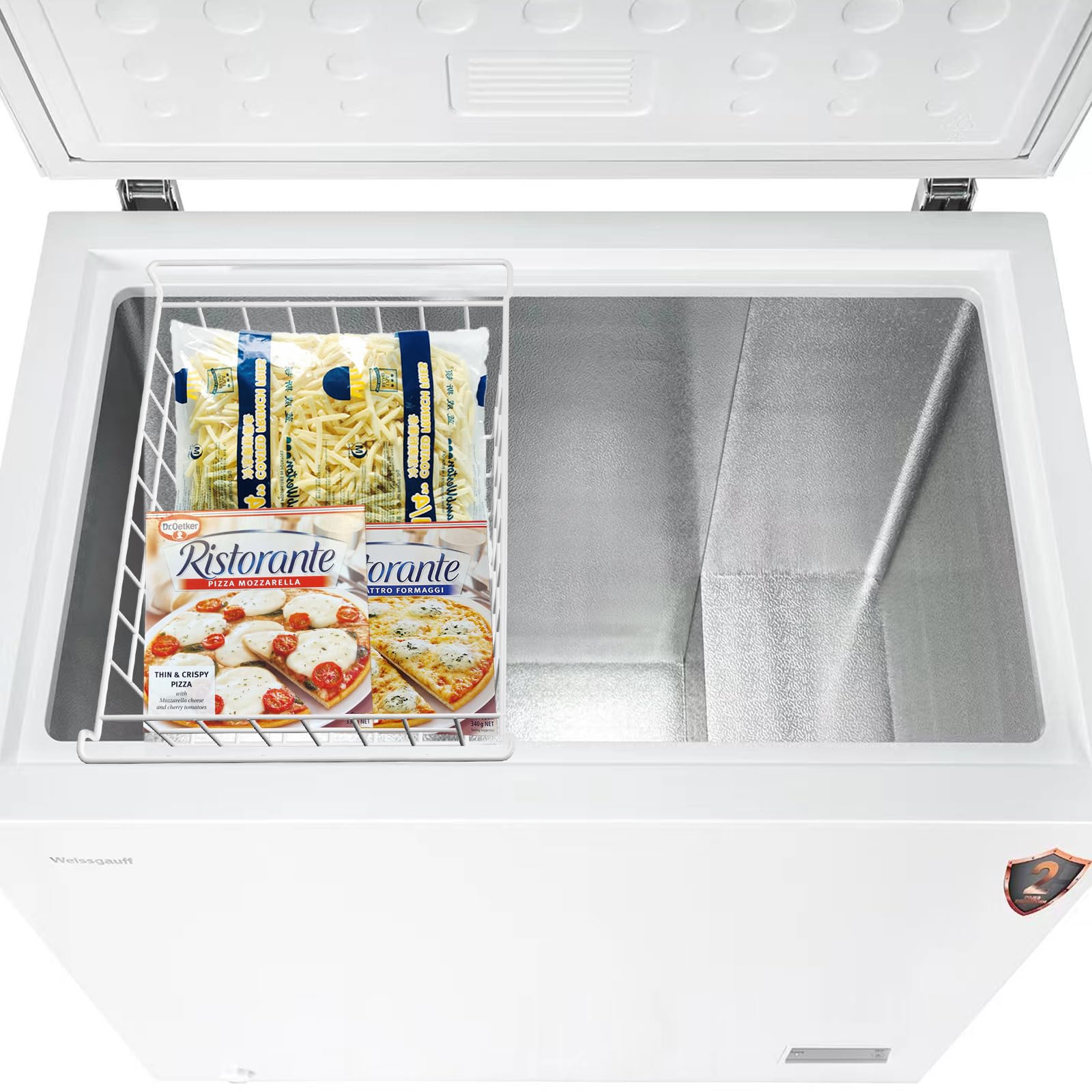 Orgneas 17.5inch Chest Freezer Organizer Bins Deep Freezer Basket Storage Rack Bins Metal Wire Baskets Large Size 2 Packs