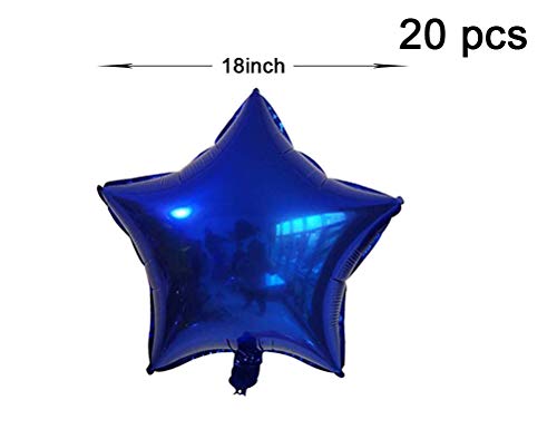 AnnoDeel 20 pcs 18inch Navy blue Star Foil Balloons, Blue Star shaped Helium Balloons Mylar Balloons for Wedding Decoration Party Balloons Birthday