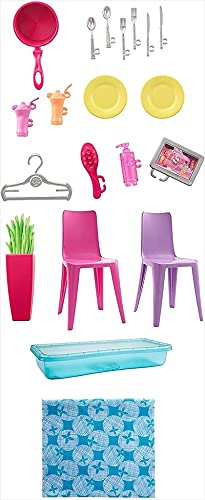 Barbie Doll and Dollhouse, Portable 1-Story Playset with Pool