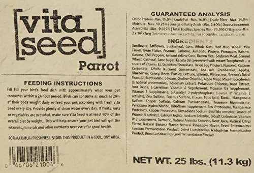 Higgins 466145 Vita Seed Parrot Food For Birds, 25-Pound