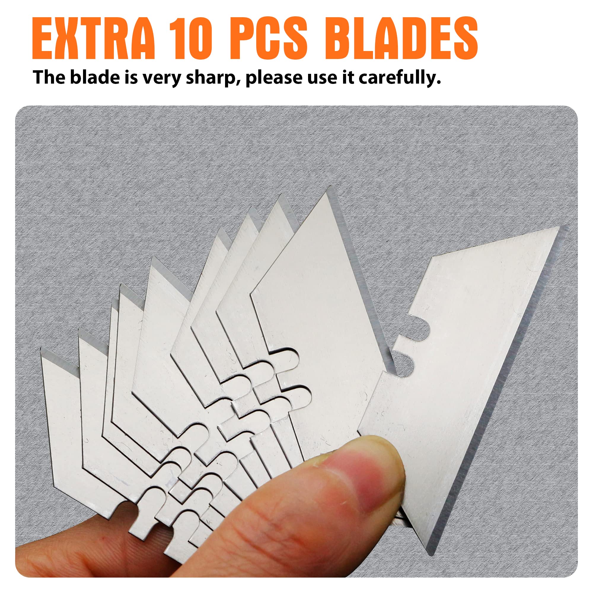 XW Retractable Utility Knife, Box Cutter Set for Cartons with Quick Blade Change, Extra 10 Blades Included, 6-Pack