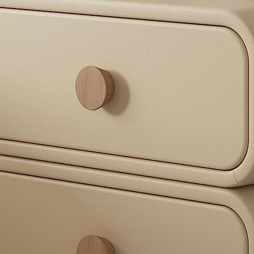 Bedside Cabinet with 2 Drawers,Mid-Century Modern 2 Drawer Solid Wood Nightstand,Wood Side Table End Table for Bedroom (Khaki)