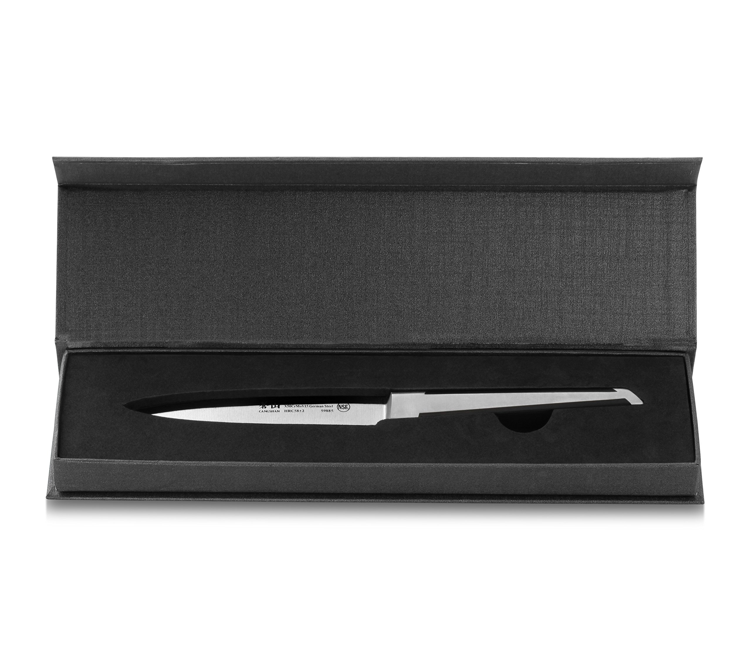 Cangshan X Series German Steel Forged Serrated Utility Knife, 5", Silver