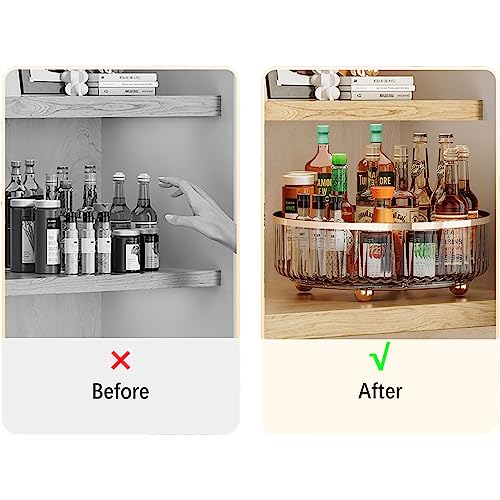 ANFENGLOU Lazy Susan Turntable Organizer for Cabinet, Makeup Perfume Tray with Large Capacity, Bathroom Vanity Tray, Skincare Organizers, Clear