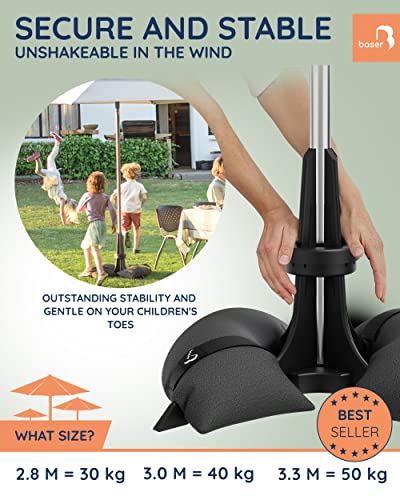Baser Patio Umbrella Base w. fillable Sandbag Weights 110 LBS, up to 11.5 ft Patio Umbrella, Made of Recycled Materials in Denmark