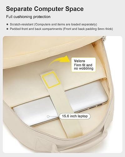 bergsalz White Laptop Backpack For Women Men Travel Backpack Carry On Backpack Casual Daypack Backpacks Lightweigt Waterproof College Essentials Backpack Work Teacher Backpack Purses For Women