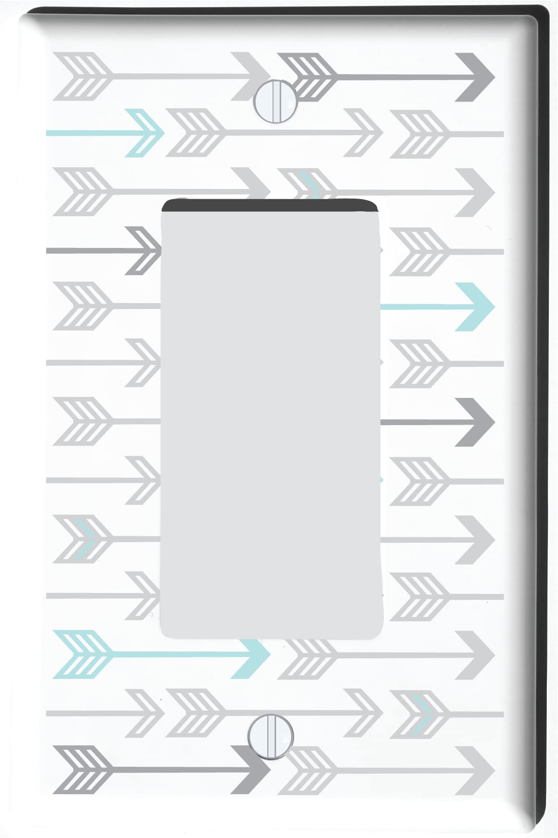 Seafoam Green and Grey Arrow Print Pattern Light Switch Plate and Outlet Covers/Arrows Woodland Forest Nursery Wall Decor for Baby (Single Rocker GFCI)