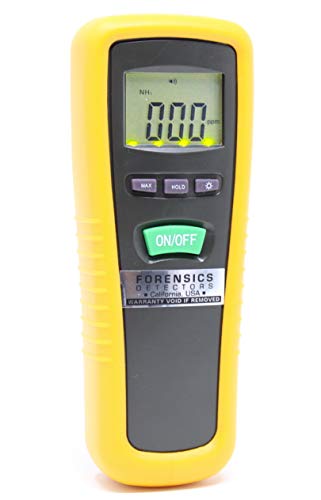 Basic Ammonia Meter by Forensics | 0-100ppm with 1ppm Resolution | Farm, Poultry, Pig & Livestock | Soft Touch Rubber Grip | Large Display & Backlight | Mode: FD-NH3000 | Yellow