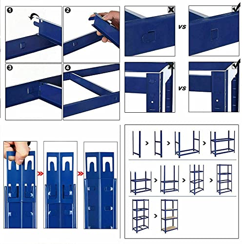 Yunlai 5 Tier Shelving for Garages and Sheds with MDF Boards 1653lb Load Capacity Racking Storage Shelving Unit Plug-in System Shelving Units for Storage Garage Shelving Units (59"x27.6"x11.8")