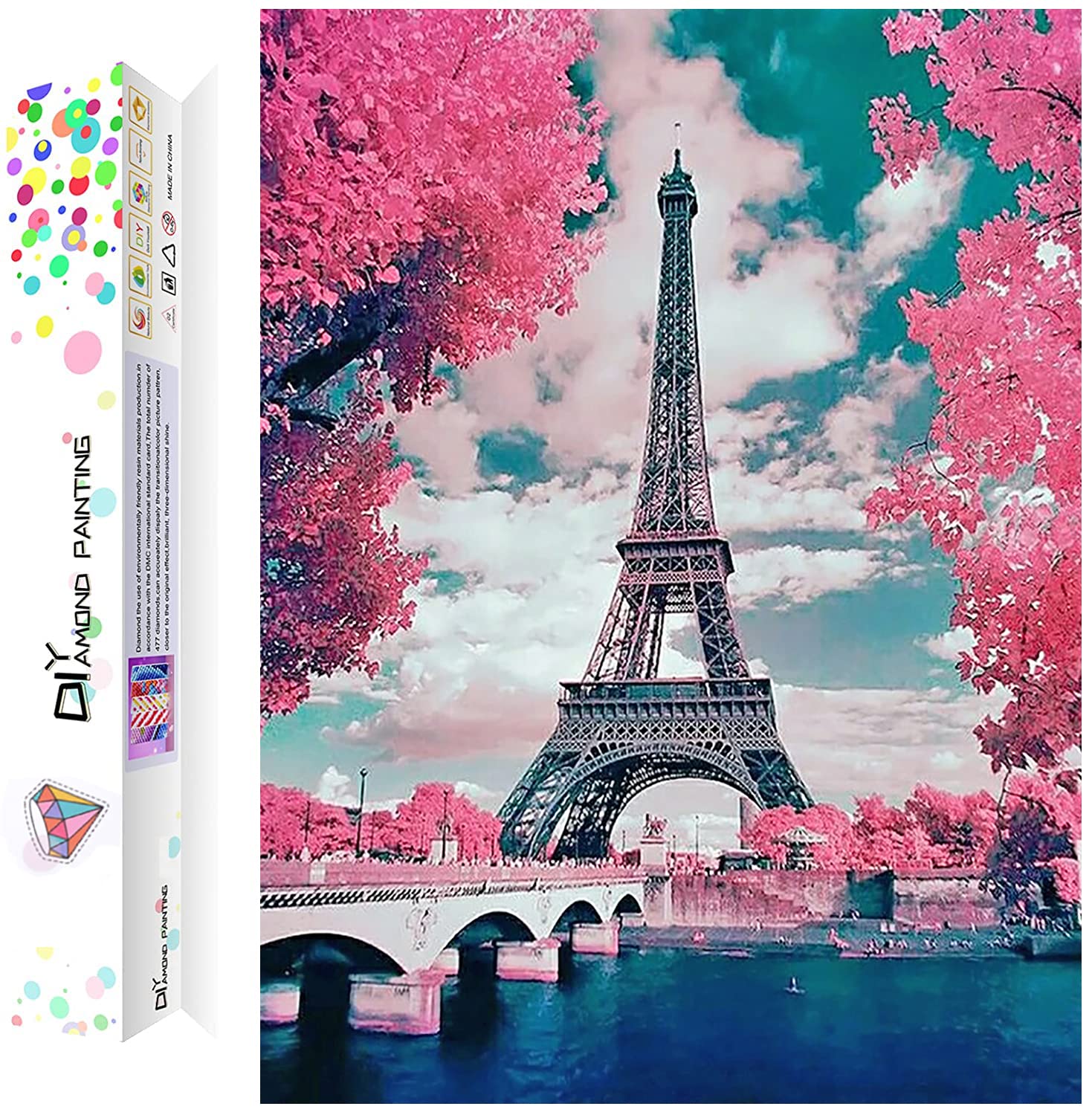 Girl's Back Diamond Art Colorful DIY 5D Diamond Painting Kits for Adults Diamond Painting Raining Umbrella Full Drill Arts Craft by Number Kits for Beginner Home Decoration 12x16 inch DP039