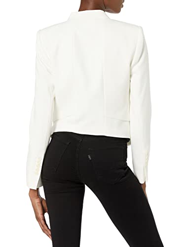 BCBGMAXAZRIA Women's Blazer with Front Button Closure and Long Sleeves, Off White, Small