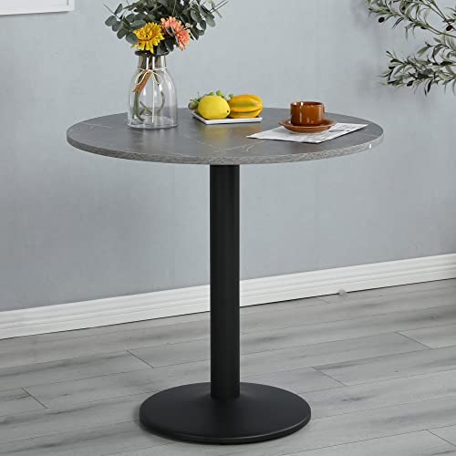 Deehansh 31.5 inch Round Dining Table Faux Marble Top Multifunctional Table Coffee Table Kitchen Bar Patio Modern Living Room Metal Base