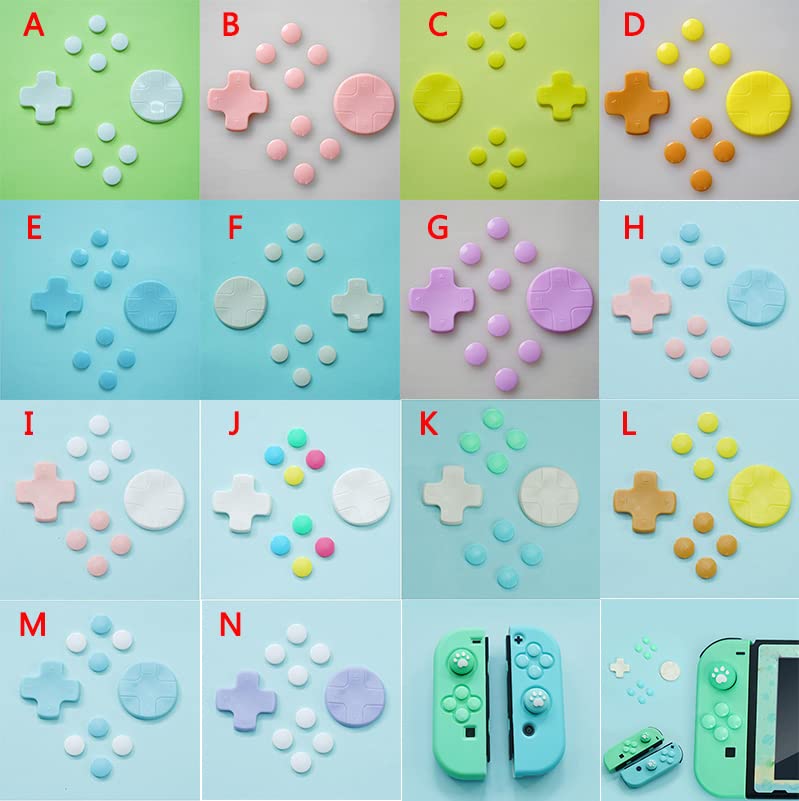 ABXY Key Buttons Sticker Joystick Button Thumb Stick Grip Cap Protective Cover Cross Dpad Caps for Nintendo Switch NS Joycon Controller Replacement Kit (A)