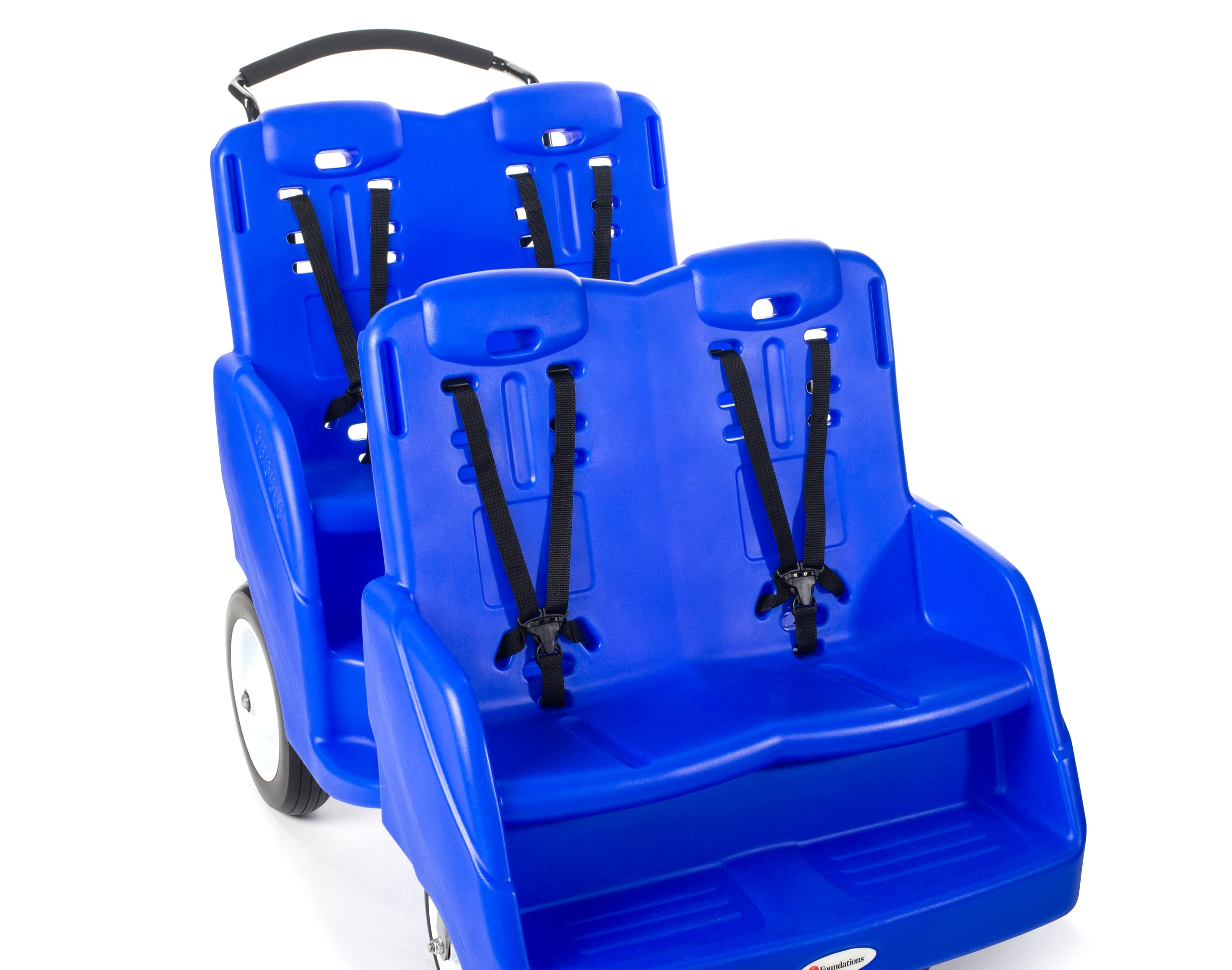 Gaggle by Foundations 4 Seat Buggy Stroller | 4-Seat Quad Stroller with 5-Point Harness for Added Safety | Multi-Child Stroller with Soft Stop Brake | Fits Through Standard Doorways | Blue