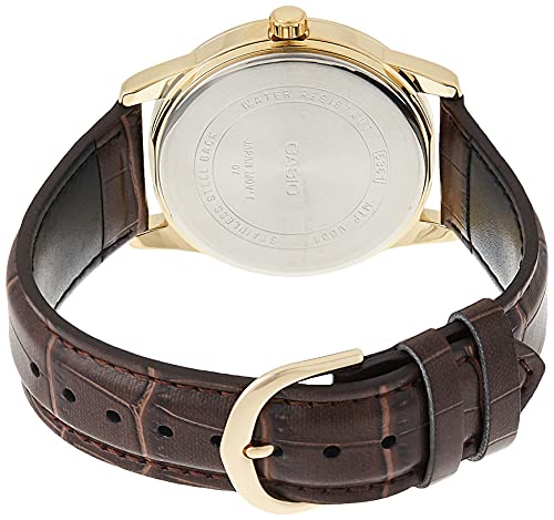 Casio Men's Stainless Steel Quart Watch with Leather Strap, Brown, 18 (Model: EAW-MTP-V001GL-9B)