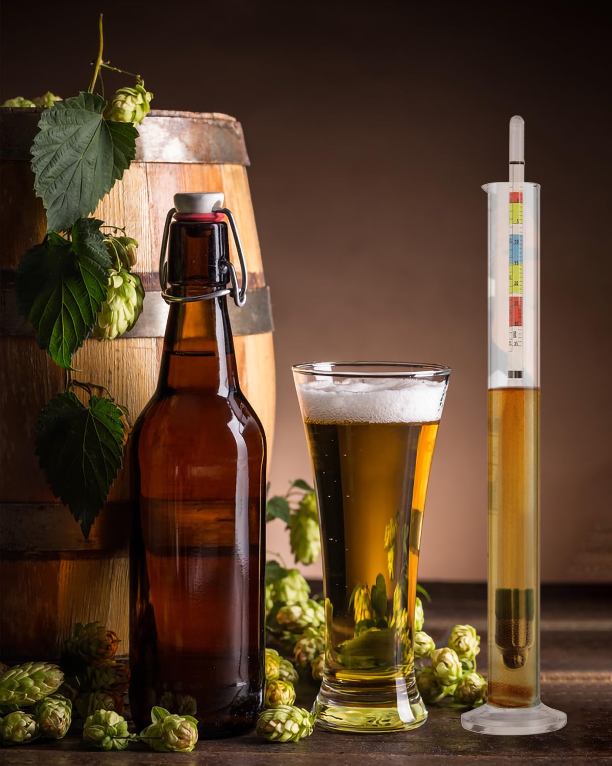 Cimalab Triple Scale Hydrometer, Specific Gravity Hydrometer for Wine, Mead, Kombucha & Beer, Mead Making Kit, ABV Hydrometer Tester, Brix Test, Hydrometer Alcohol Tester for Home Brewing Supplies