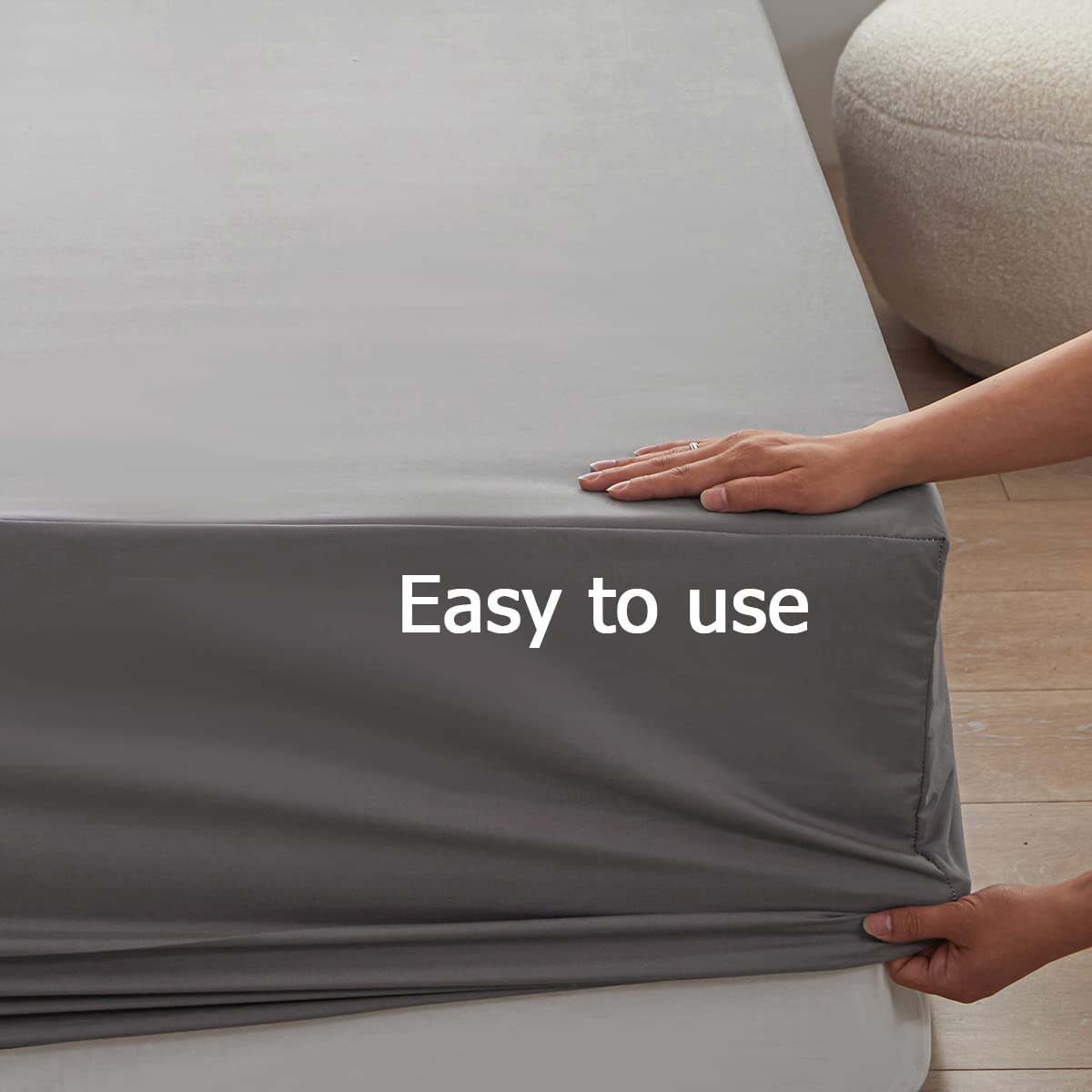 Bedding Twin Size Fitted Sheet Only-Twin Size Deep Pocket Bottom Fitted Sheet Fits 15inches Bed Matress Sheet Soft and Microfiber Easy Care-Light Gray