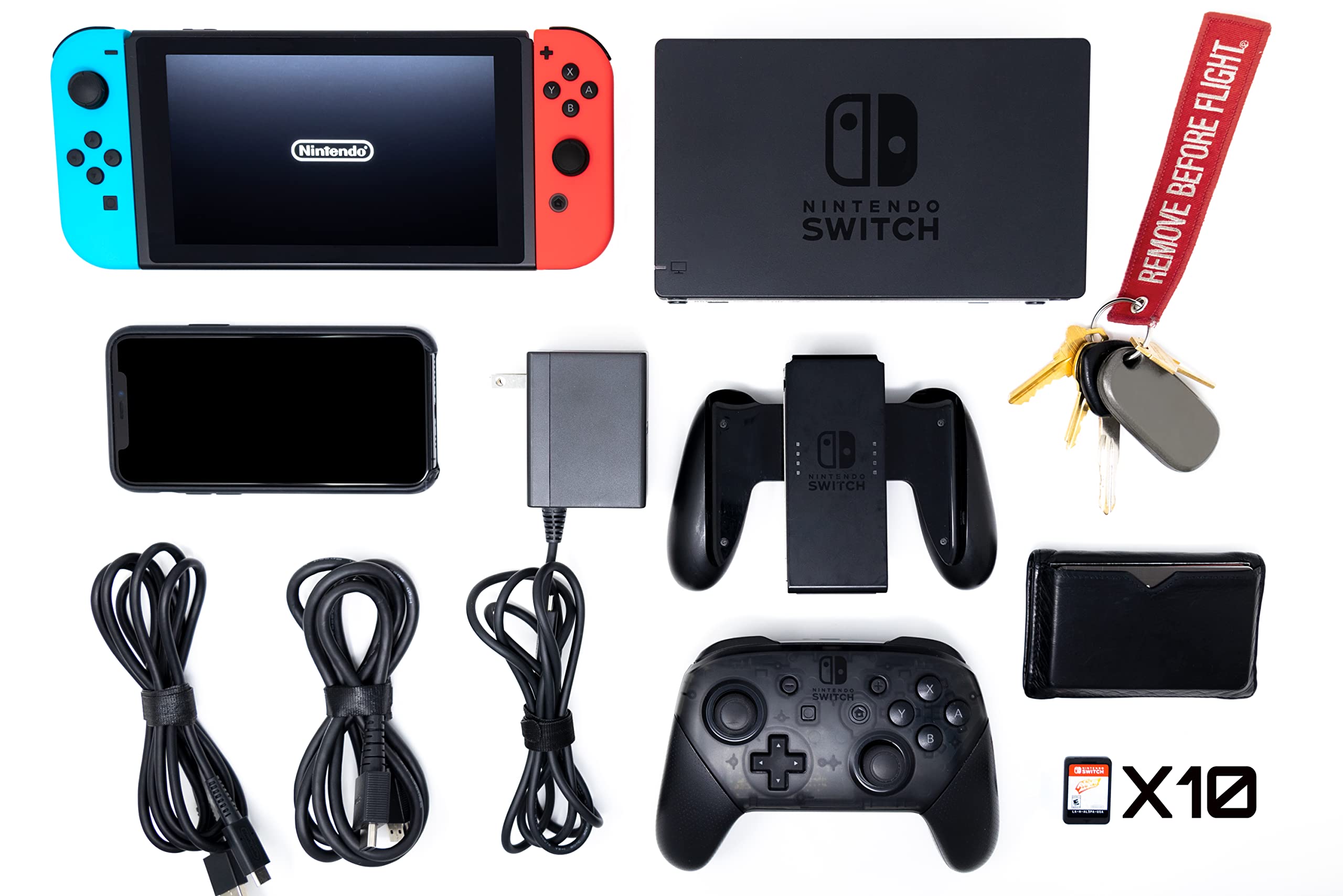 ABXY Premium Carrying Case for Nintendo Switch OLED - Compatible with Nintendo Switch, OLED, Switch Lite, Accessories w/ 10 Game Cartridge Slots, fits Controller Dock Charger Theater Mode (Black)