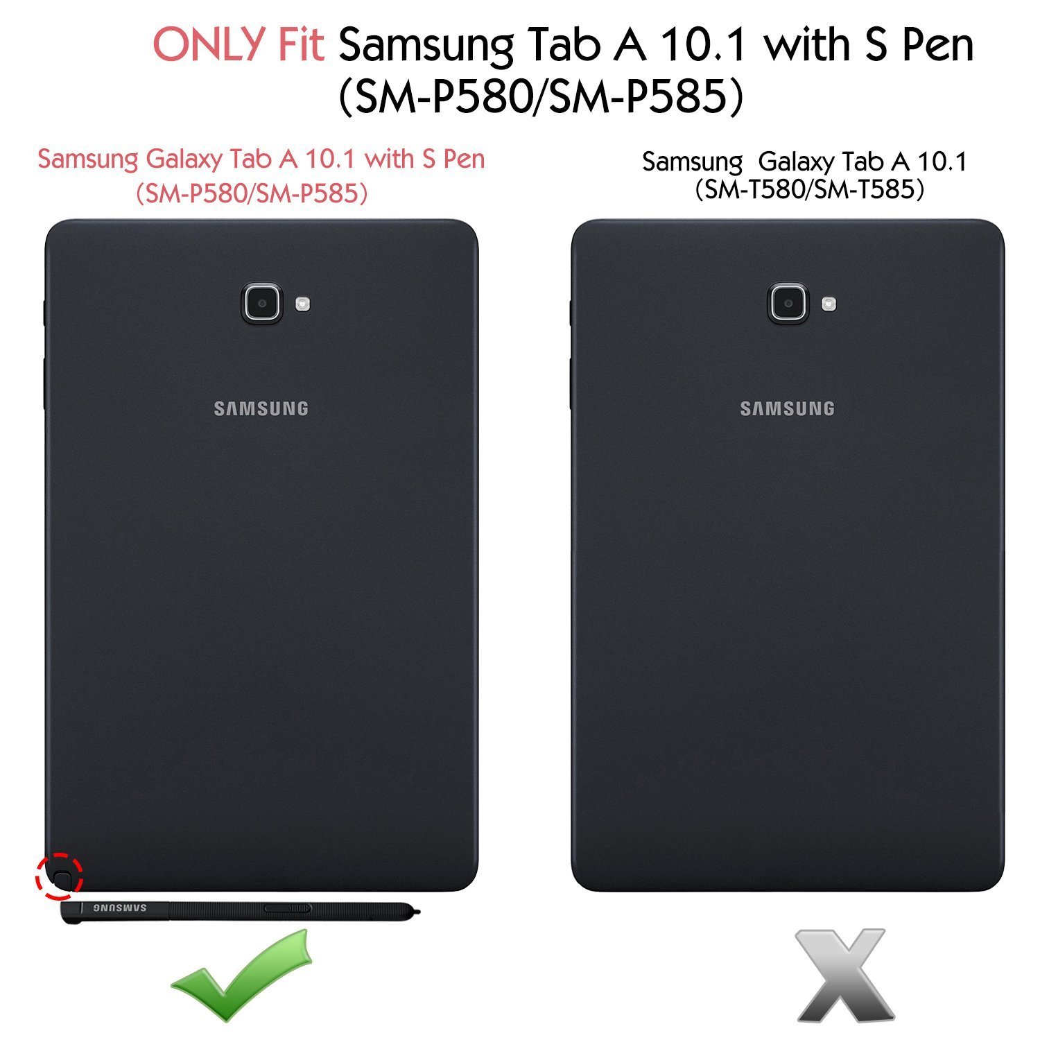 Galaxy Tab A 10.1 P580 2016 Case, KIQ Shockproof Heavy Duty Military Full-Body Protection Kickstand Screen Protector for Samsung Galaxy A 10.1 with S-Pen 2016 SM-P580 & SM-P585 (Shield Black)