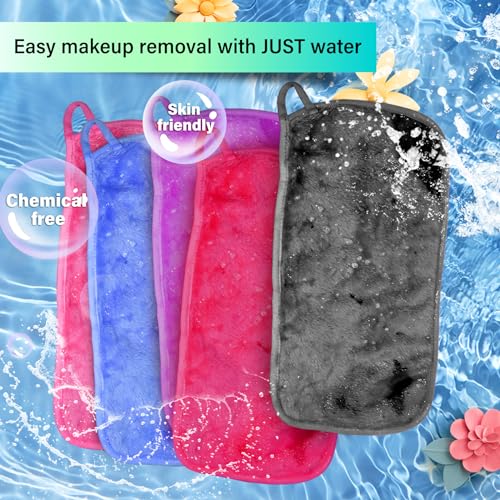 Nugilla Makeup Remover Cloth, 13x7 Inch Reusable Makeup Remover Towels, Microfiber Fast Drying Facial Washcloth, Soft Face Towels for Washing Face