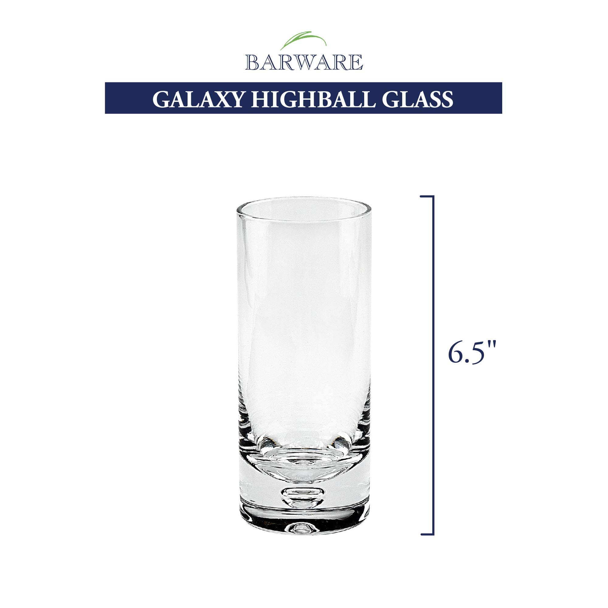 Badash Galaxy Crystal Highball Glasses - 4-Piece Set 13-Ounce Mouth-Blown Tall Cocktail Glasses & Mixed Drinks Glass Tumbler - Fine Lead-Free Crystal Glassware