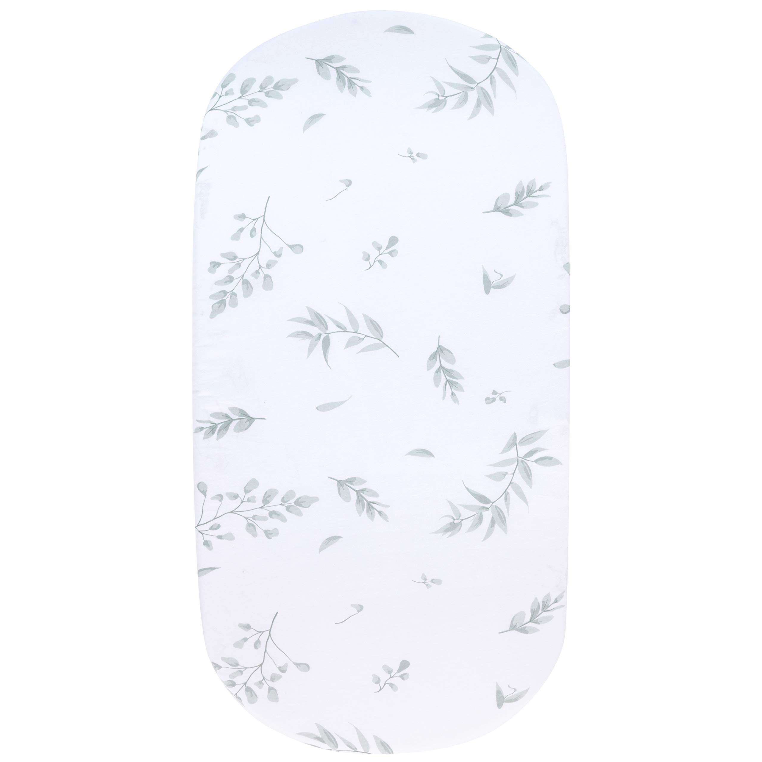 Adrienne Vittadini Bambini Jersey Cotton Bassinet Sheet 1 Pack Green Fern Print, Sage