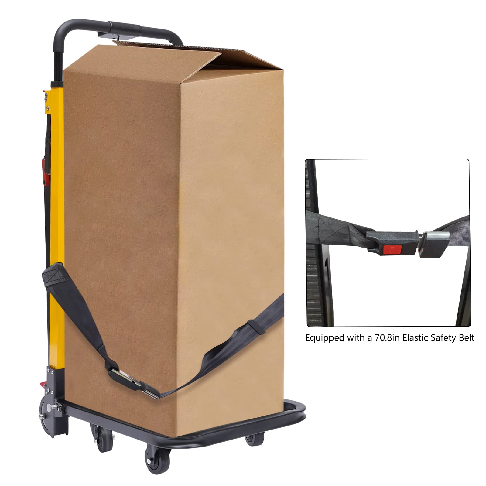 VPABES Electric Folding Stair Climbing Hand Truck, Cart Dolly 350lbs Max Load, Heavy Duty Stair Climber Cart Hand Trolley Moving Dolly with 6 Wheels Battery Powered