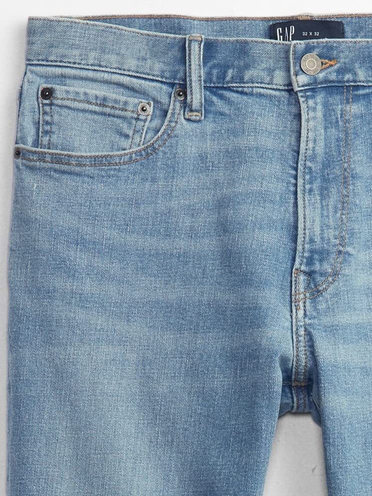 GAP Mens Straight Fit Jeans, Light Wash, 36W x 32L US