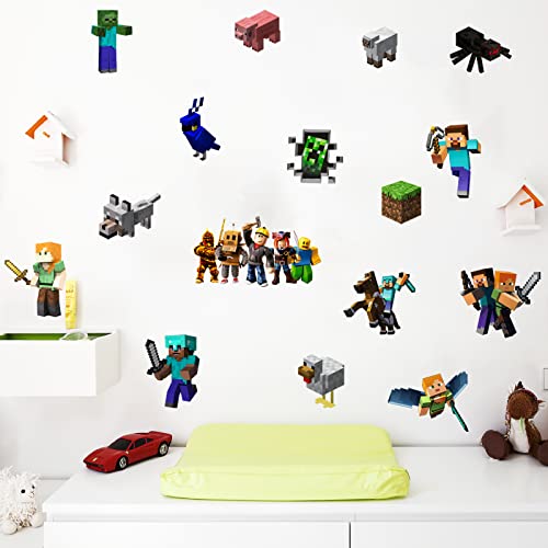 Kids Room Wall Decor Playroom Game Decal Sticker for Kids Minecraft Wall Decor Boys Bedroom Wall Poster Mural Wall Stickers Gift