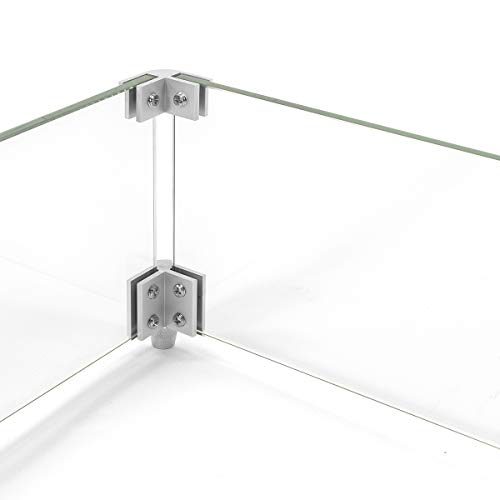 Barton 30" x 14" inch Outdoor Fire Pit Table Wind Guard Tempered Glass Flame Guard Fence Fire-Resistant Rectangular Screen, Clear