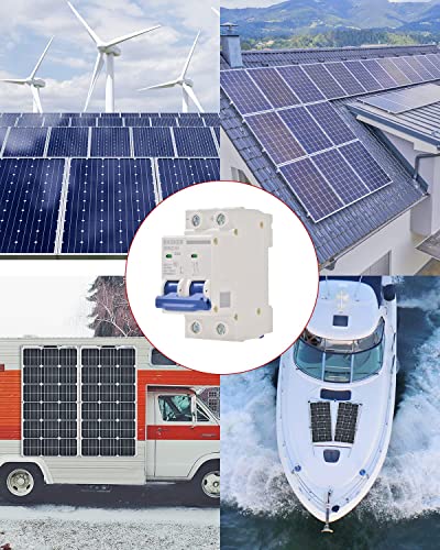 BASKER DC Circuit Breaker, 20Amp 2 Poles 500V Solar Disconnect Switch for Solar PV System Solar Panels Grid System, DIN Rail Mount, DC Breaker MCB (20A)