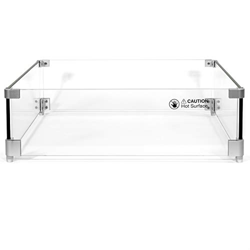 Barton Fire Pit Wind Guard 20" x 20" inch Fire Pit Tempered Glass 8mm Thickness Square Wind Guard Fence Wind-Resistant Wind Screens