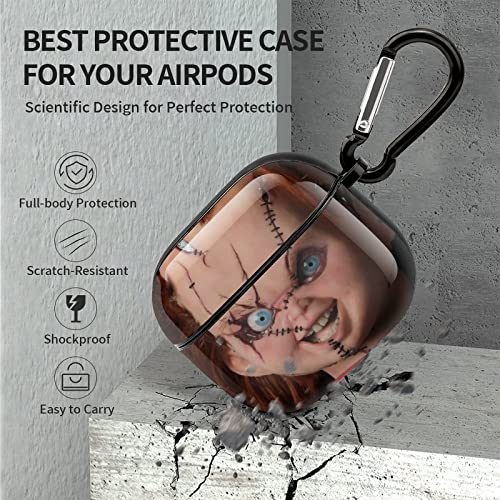 Bride of Chucky for AirPods 3rd Generation Case with Keychain Whole Body Anime Printing Shockproof Protective Case Cover for Wireless Charging Compatible with AirPods 3