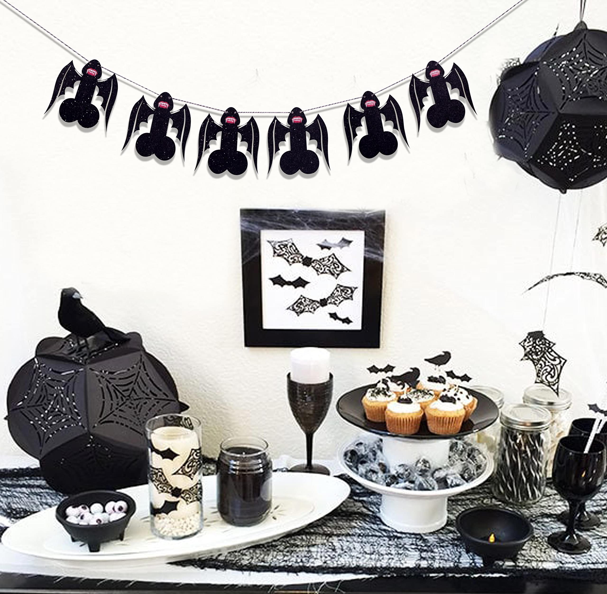 VAVAYAO Halloween Bachelorette Party Vampire Banners,Halloween Themed, Witch Banner Decorations, Enchanting Brides Halloween Bachelorette Party Vampire Banners, Vampires with Wings and Fangs.