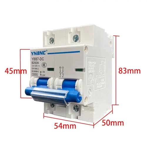 5pcs 2P 100/125/150/200A 250A DC Circuit Breaker 12V 24V 36V 48V 60V 72V 96V 120V Solar Cells Battery System Circuit Breaker (Size : 2P, Color : 150A)