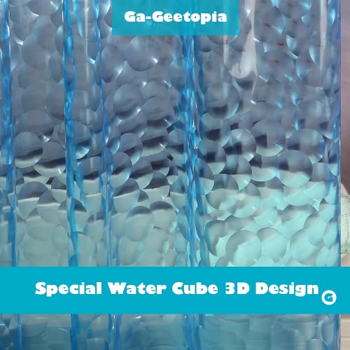 Ga-Geetopia EVA 3D Blue Pearl Water Cube Plastic Shower Curtain Liner - Premium Light Weight 72" x 72" Blue Bathroom Shower Showroom Curtain Liner with Rustproof Metal Gromments and Weighted Magnet