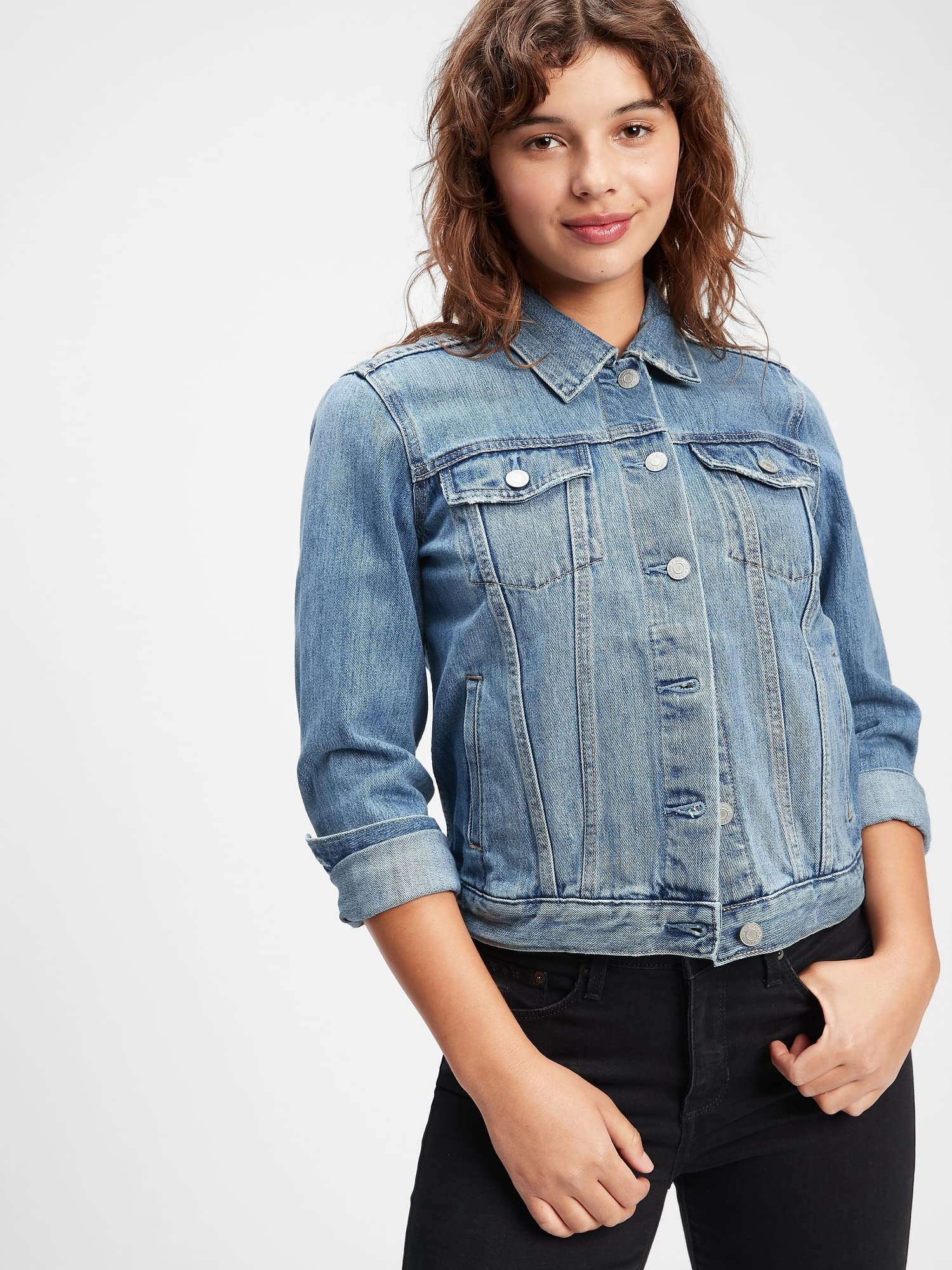 GAP womens Icon Denim Jacket, Medium Wash, X-Large US