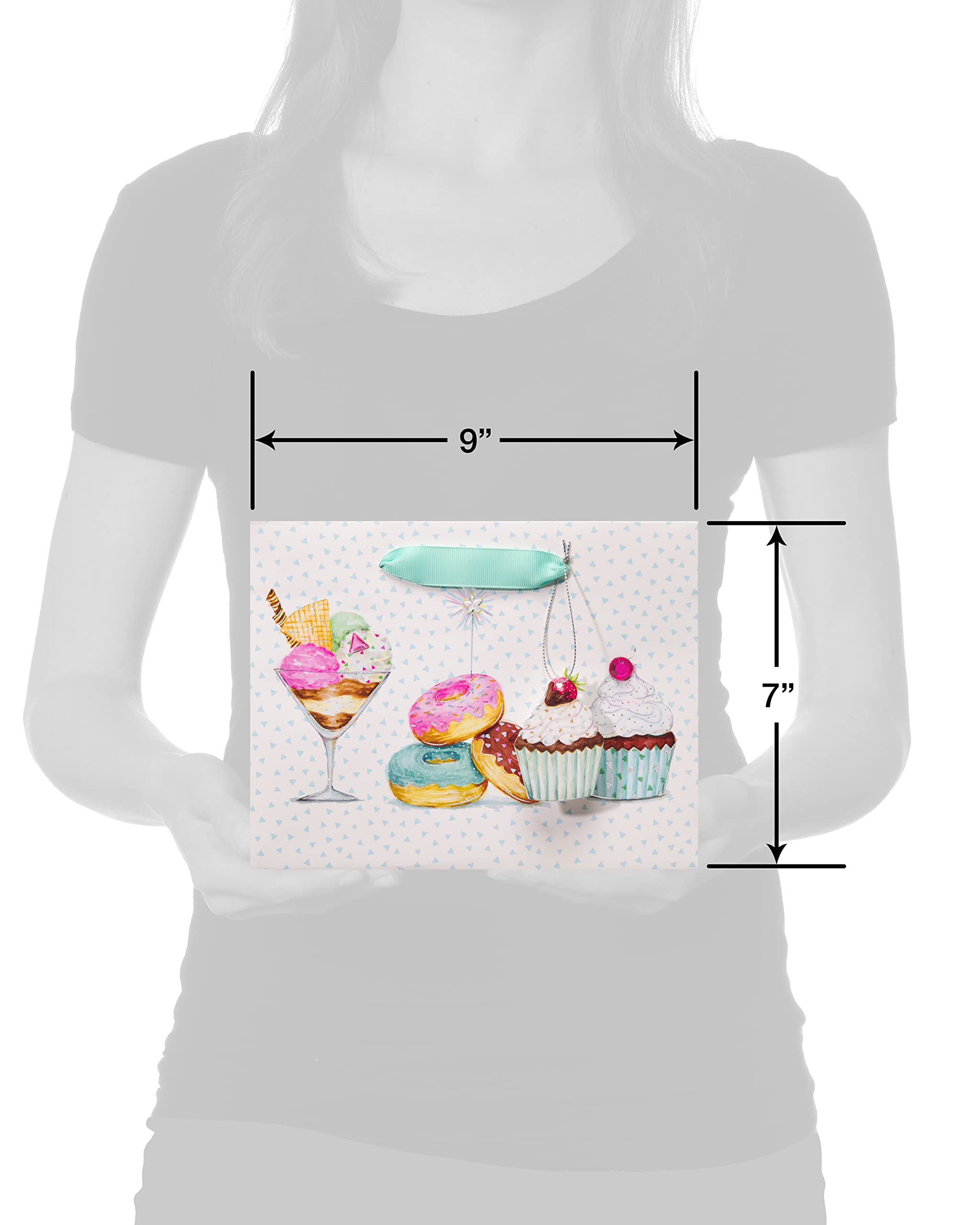 Papyrus Gift Bags - Designed by Bella Pilar (Desserts) for Birthdays, Bridal Showers, Baby Showers and All Occasions (2 Bags, 1 Large 13", 1 Medium 9")