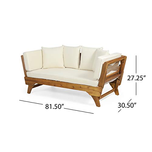 Christopher Knight Home Patrick Outdoor Acacia Wood Expandable Daybed with Water Resistant Cushions, Teak