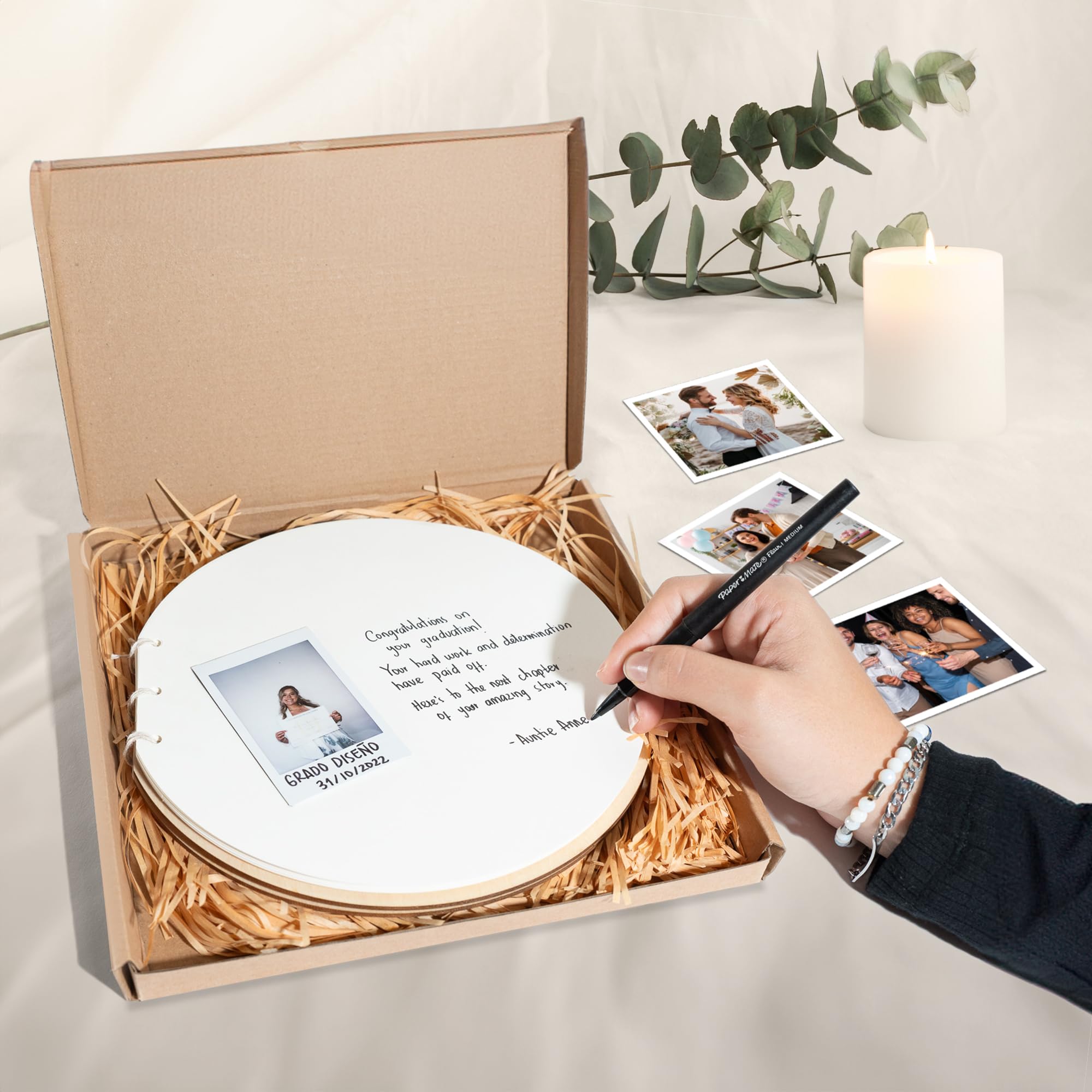 Mikito Elegant Wedding Guest Book β Ideal Baby Shower Guest Book, Memorable for Birthdays & Graduations β Classic Guestbook for Wedding Celebrations - Polaroid Guest Book