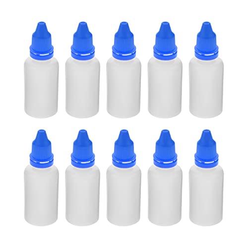 Othmro 1oz PE Lab Eye Plastic Dropper Bottles 50pcs, 30ml Squeezable Eye Liquid Dropper Thin Mouth Via of Liquid Sample Seal Storage Bottle with Childproof Blue Cap