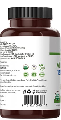 Brieofood Organic Alfalfa 1500mg, 45 Servings, Vegetarian, Gluten Free, 90 Vegetarian Tablets
