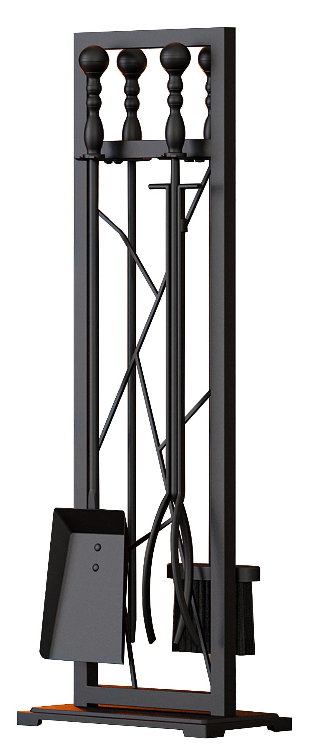 Fire Beauty Fireplace Tools, 5 Pieces Fireside Accessories Fire Kit Set, Stand Woodstove Tools Holder Wrought Iron Handle Indoor Fireset Stand (30.5 Inches)