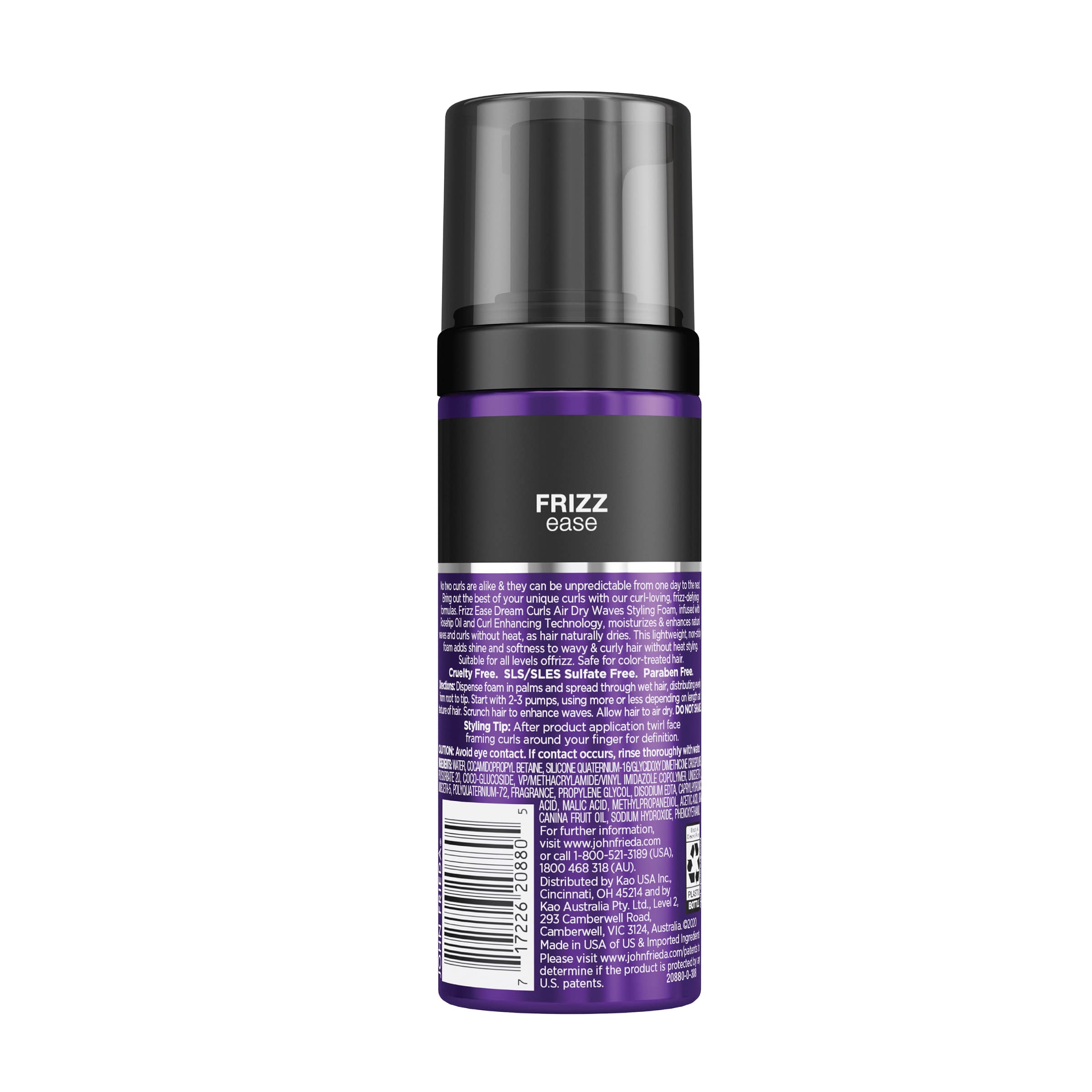 John Frieda Frizz Ease Dream Curls Air Dry Waves Styling Foam, Curl Defining Frizz Control for Curly and Wavy Hair, 5 Ounce