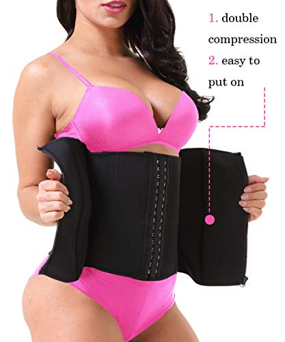GainKee Clip and Zip Waist Trainer Corset Women Neoprene Workout Sweat Vest Body Shaper (Large, Belt)