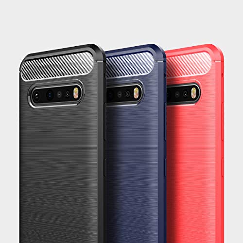 Grandcaser Case for LG V60 ThinQ 5G Ultra Slim Carbon Fiber TPU Soft Anti-Scratch Shockproof Protection Cover for LG V60 ThinQ 5G 6.8" -Black