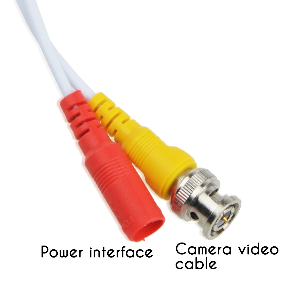 Flashmen 2-Pack 25ft HD Video Power Security Camera Cables Pre-made All-in-One Extension Wire Cord with BNC Connectors for CCTV Security Camera (White)