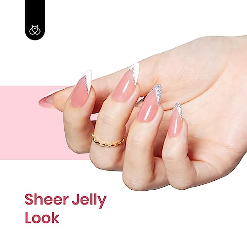 Beetles Jelly Gel Nail Polish Set 6 Colors Aesthetic Nude Shimmer Giltter Nails Withe Pink Gel Polish Kit Translucent Soak off Uv Nail Gel Diy Manicure 2023 New Nail Trend