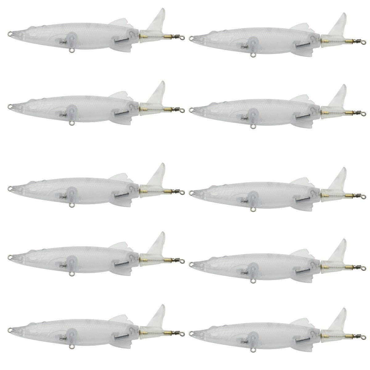 5PCS Fishing Lures Plopper Fishing Lure Whopper Popper Bass Lure 13.66g 12.7cm with Free Oval Eye Topwater Floating Rotating Tail Artificial Hard Bait Oval Eye