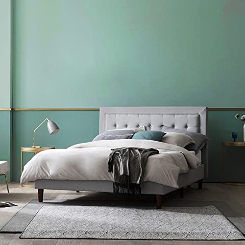 Zinus Dachelle Upholstered Platform Bed Frame / Mattress Foundation / Wood Slat Support / No Box Spring Needed / Easy Assembly, Queen